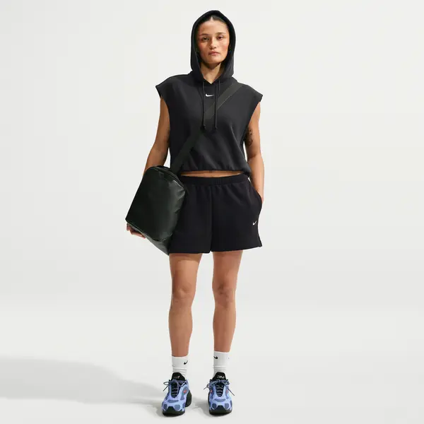 Nike Studio Fleece Lightweight "french Terry" Mid-rise Shorts - Black