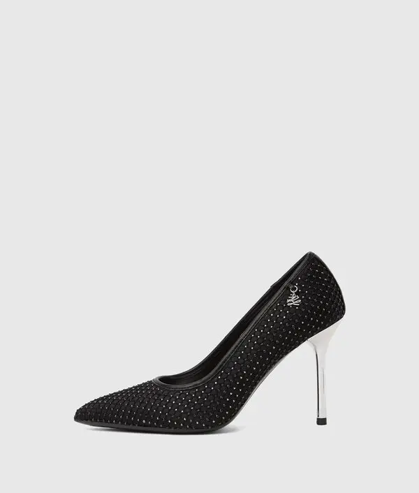 Karl Lagerfeld Sarabande Gemstone Mesh Heels - Black/silver