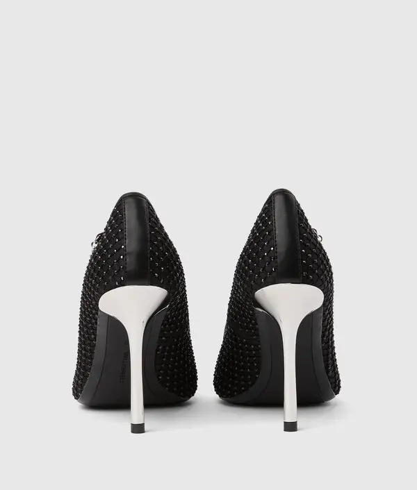 Karl Lagerfeld Sarabande Gemstone Mesh Heels - Black/silver