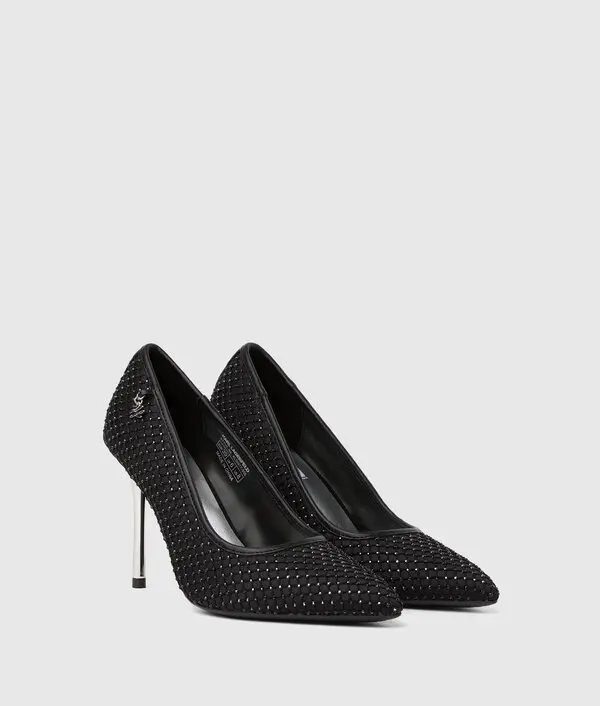 Karl Lagerfeld Sarabande Gemstone Mesh Heels - Black/silver