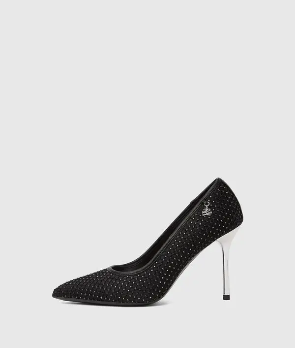 Karl Lagerfeld Sarabande Gemstone Mesh Heels - Black/silver
