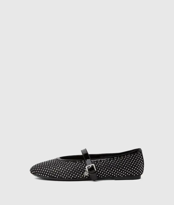 Karl Lagerfeld Karo Gemstone Mesh Mary Janes - Black/silver