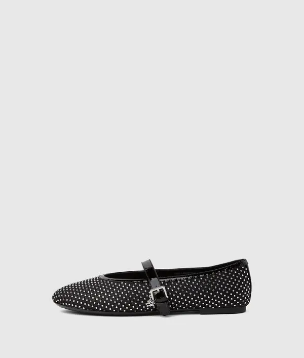 Karl Lagerfeld Karo Gemstone Mesh Mary Janes - Black/silver