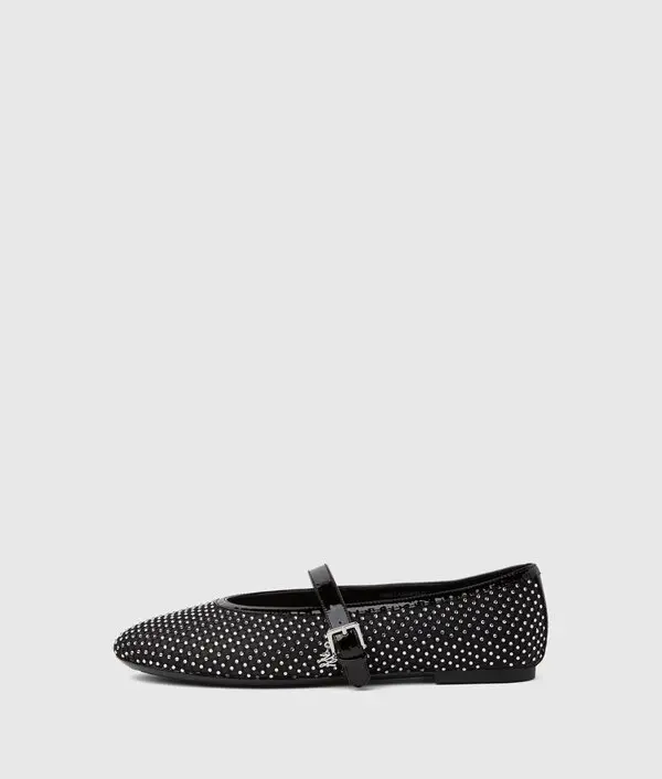 Karl Lagerfeld Karo Gemstone Mesh Mary Janes - Black/silver