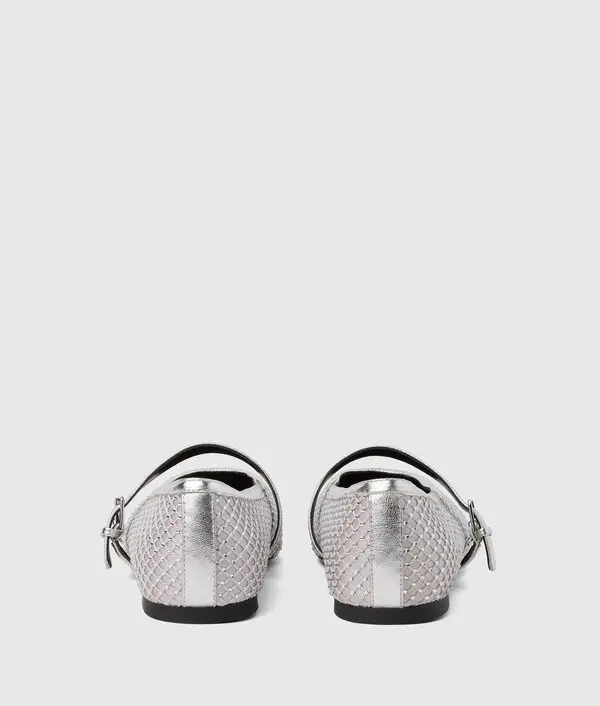 Karl Lagerfeld Karo Gemstone Mesh Mary Janes - Silver