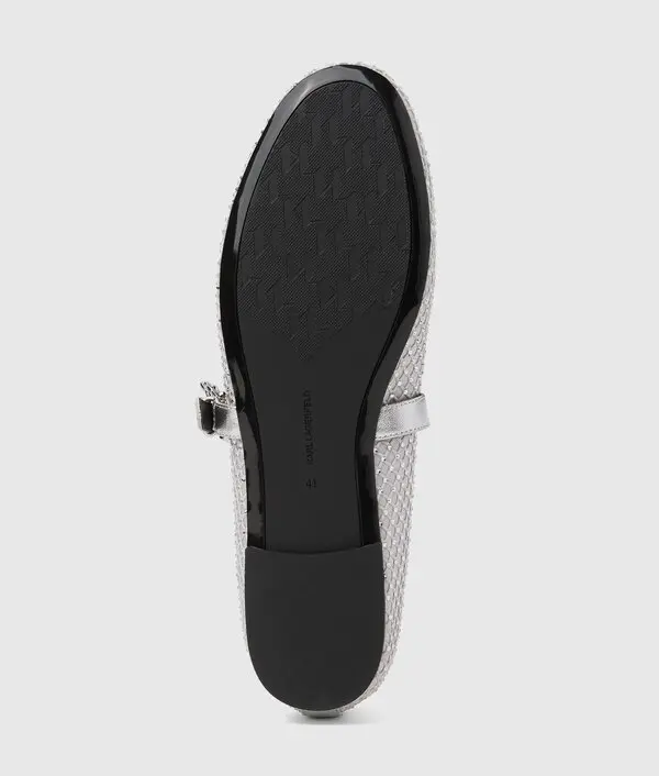 Karl Lagerfeld Karo Gemstone Mesh Mary Janes - Silver