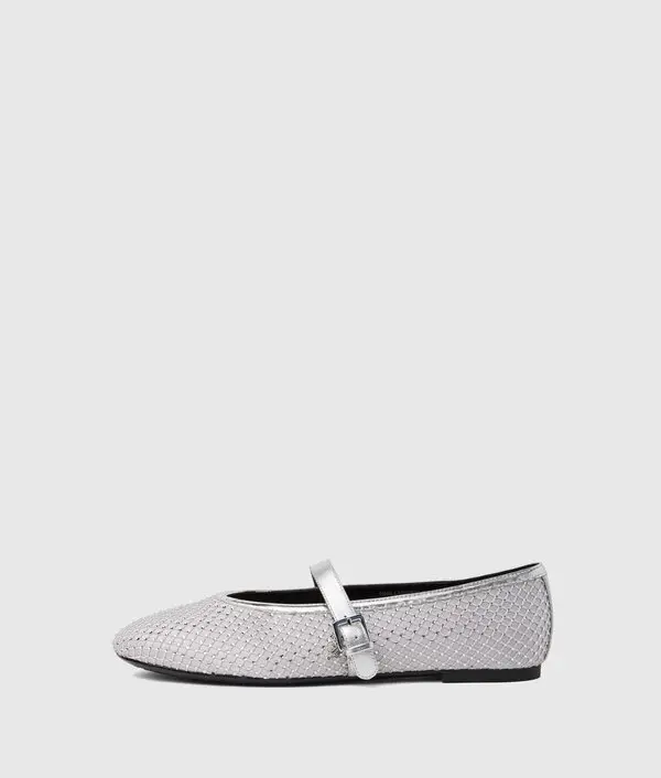 Karl Lagerfeld Karo Gemstone Mesh Mary Janes - Silver