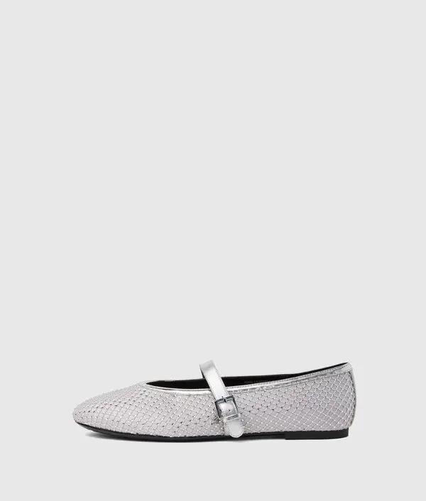 Karl Lagerfeld Karo Gemstone Mesh Mary Janes - Silver