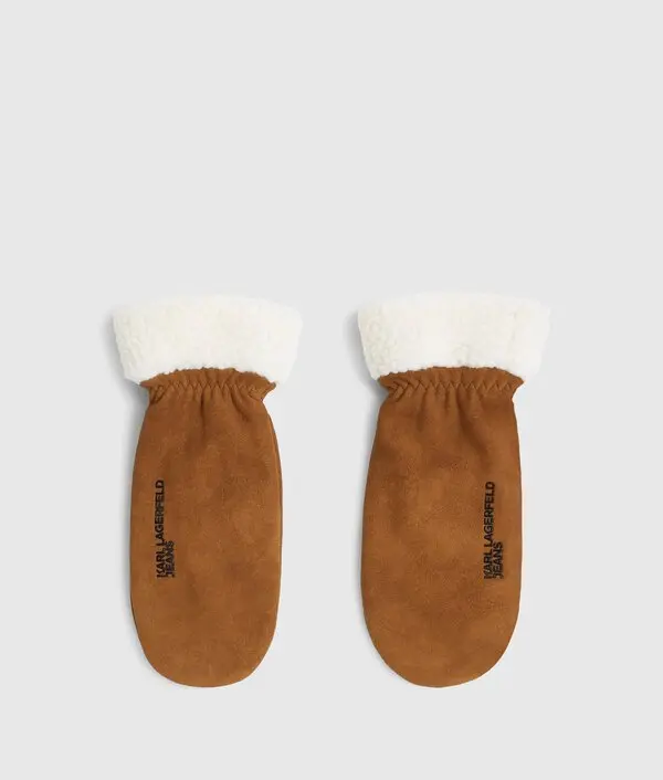 Karl Lagerfeld Suede Mittens - Brown