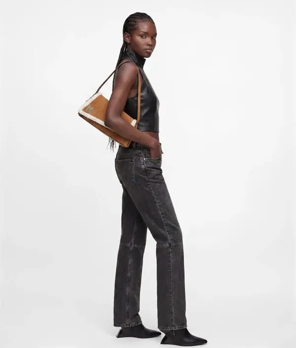 KL JEANS Geo Suede Flap Shoulder Bag