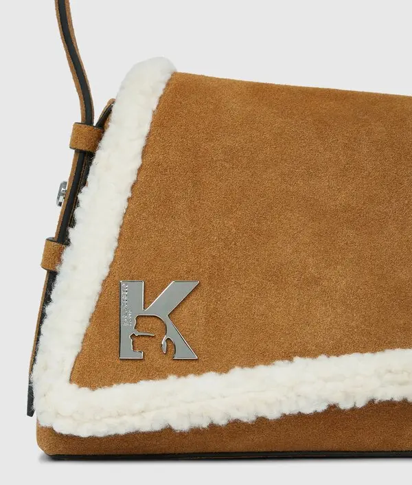 KL JEANS Geo Suede Flap Shoulder Bag