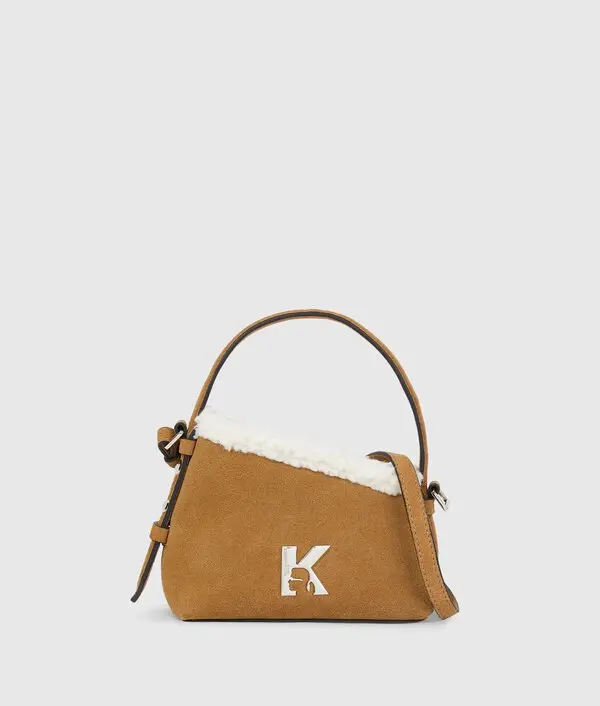 Karl Lagerfeld Geo Suede Mini Crossbody Bag - Brown