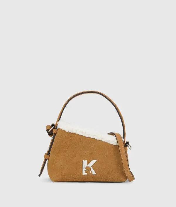 Karl Lagerfeld Geo Suede Mini Crossbody Bag - Brown