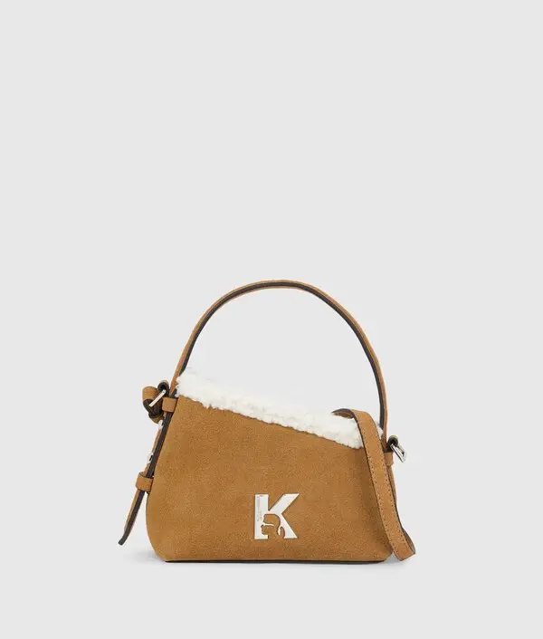 Karl Lagerfeld Geo Suede Mini Crossbody Bag - Brown