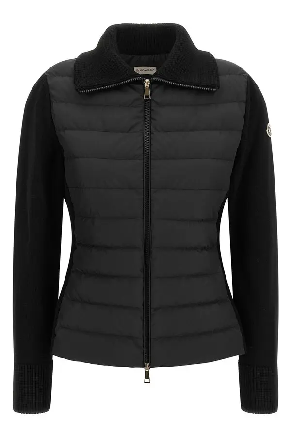 Moncler Padded Wool Cardigan - Black
