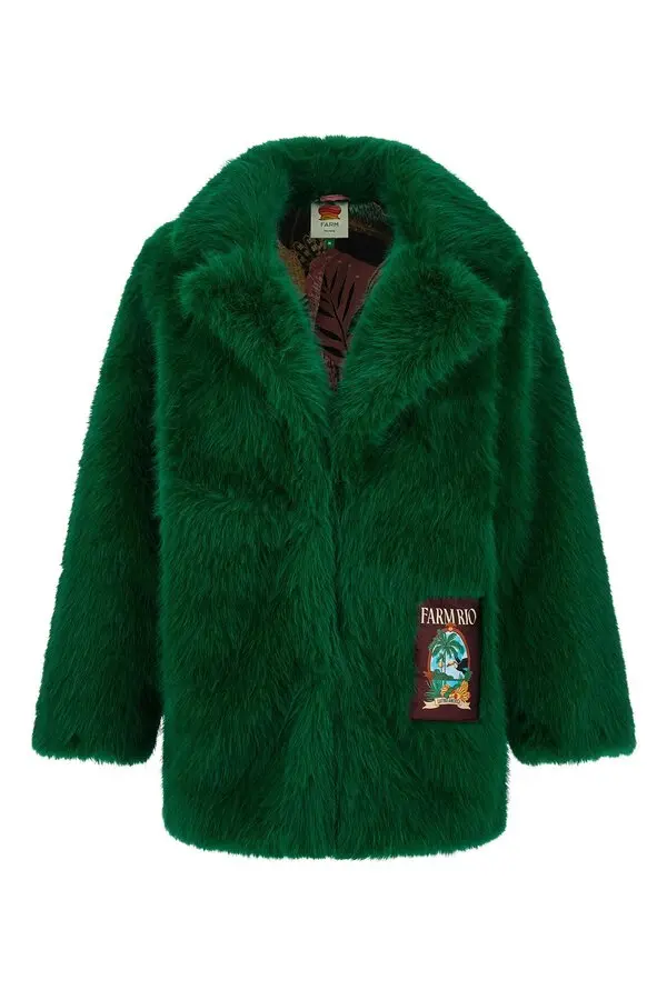 Farm Rio Faux Fur Graphic Patch - Green