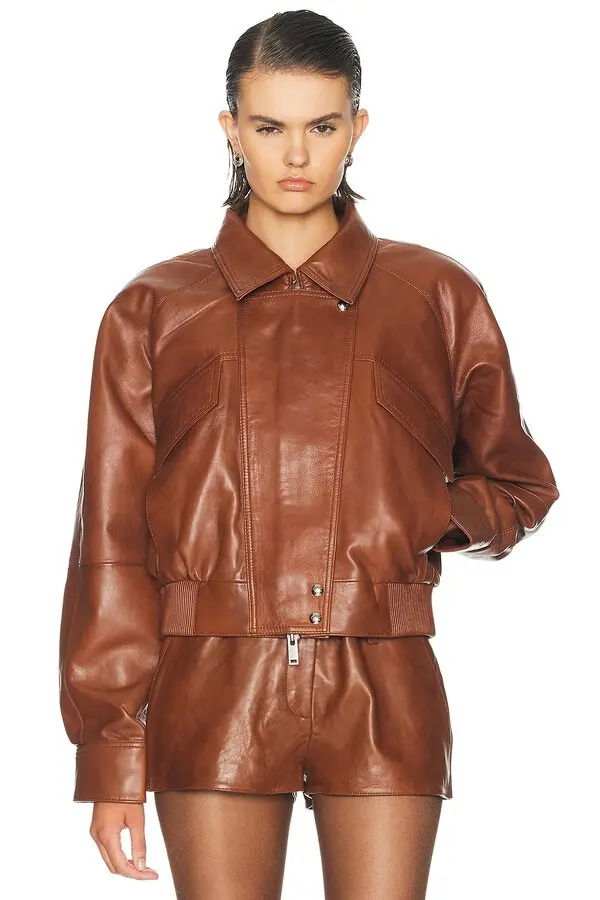 Retrofete Lykke Leather Jacket - Cigar