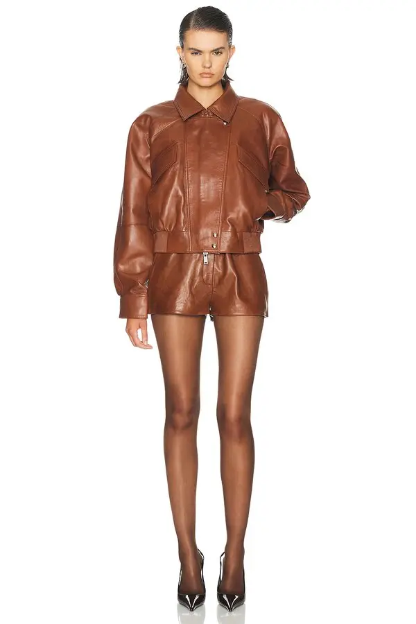 Retrofete Lykke Leather Jacket - Cigar