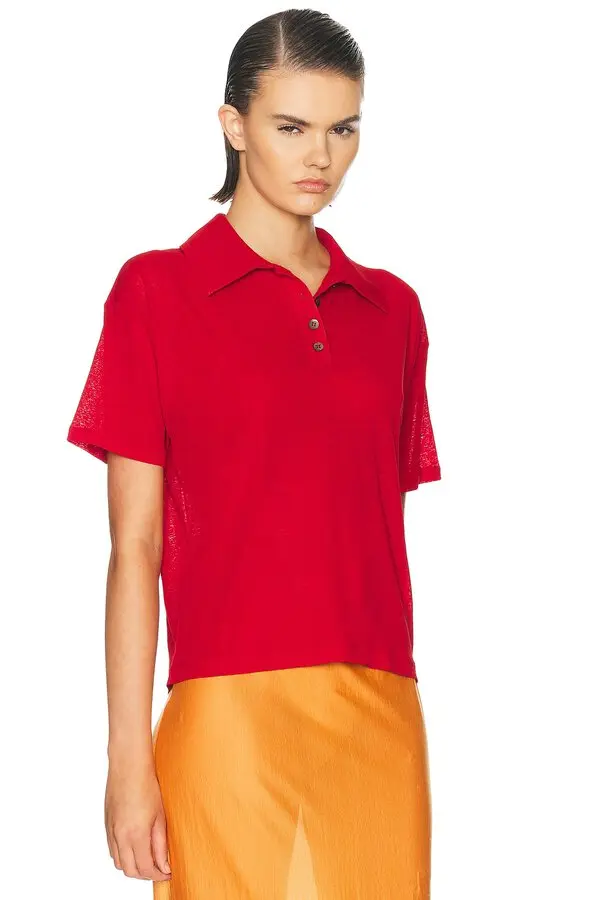 SIEDRES Leo Semi Sheer Polo Top