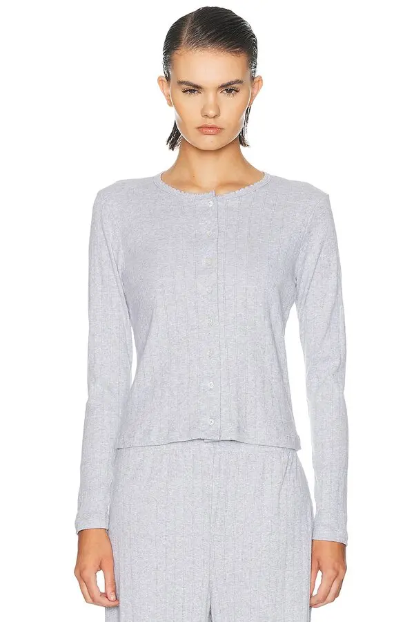 LESET Pointelle Classic Cardigan