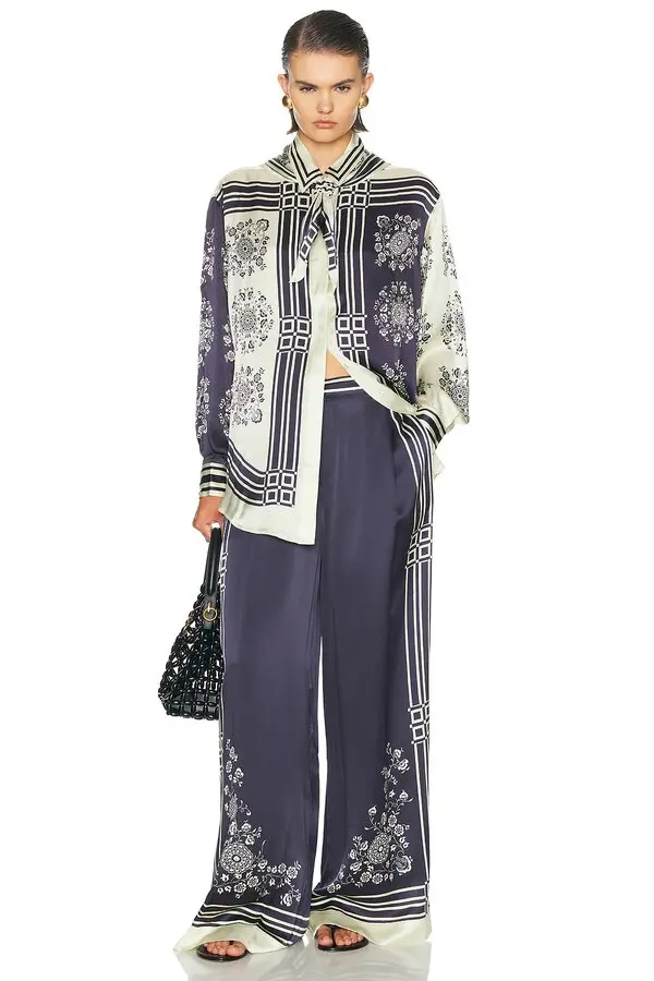 ALEMAIS Banderra Scarf Silk Shirt - Ink