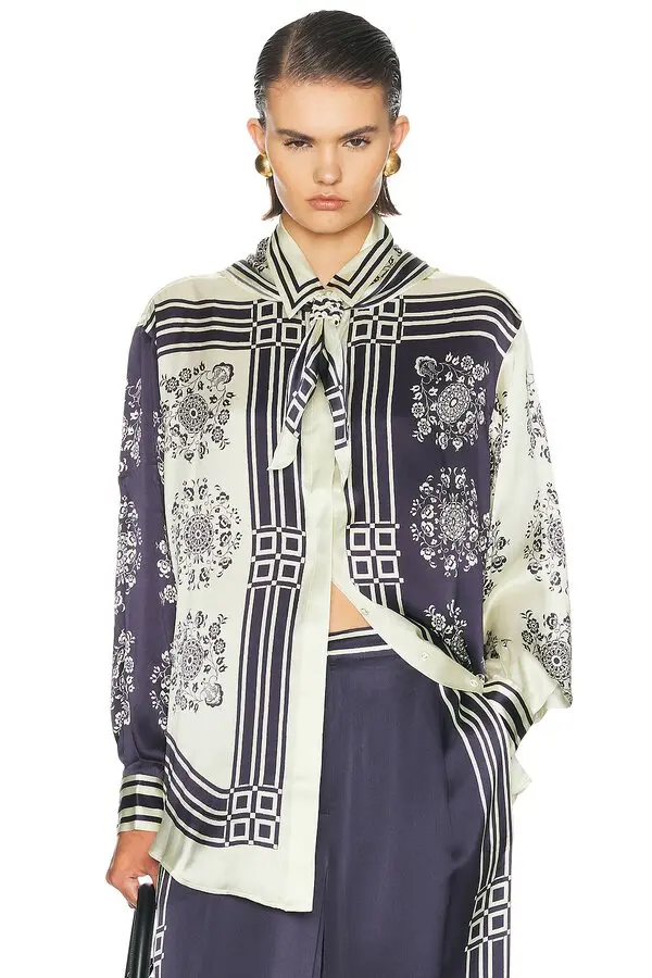 ALEMAIS Banderra Scarf Silk Shirt