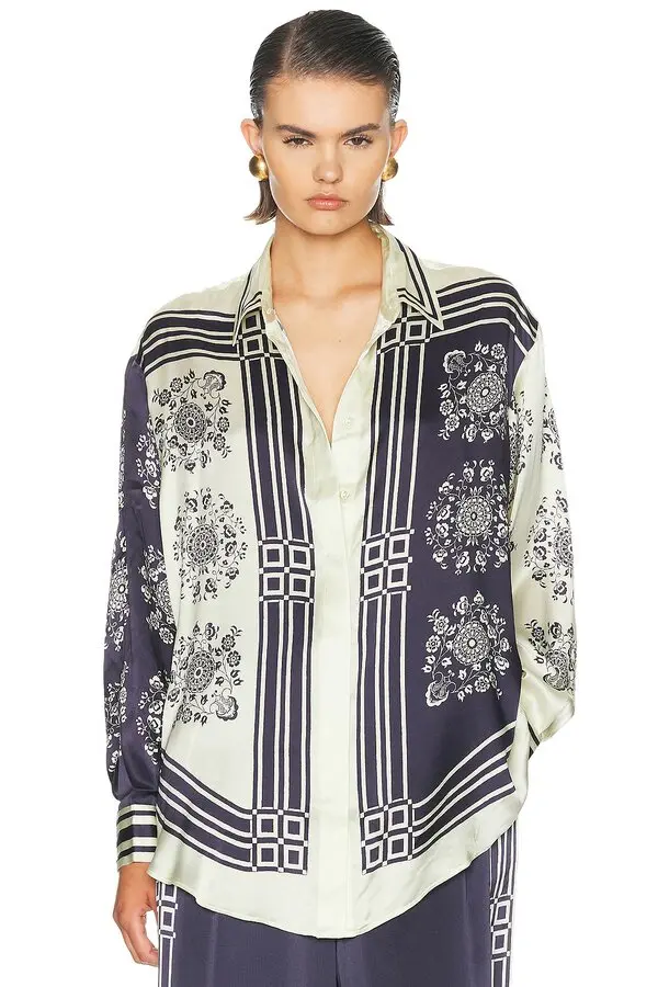 ALEMAIS Banderra Scarf Silk Shirt