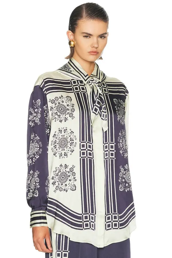 ALEMAIS Banderra Scarf Silk Shirt