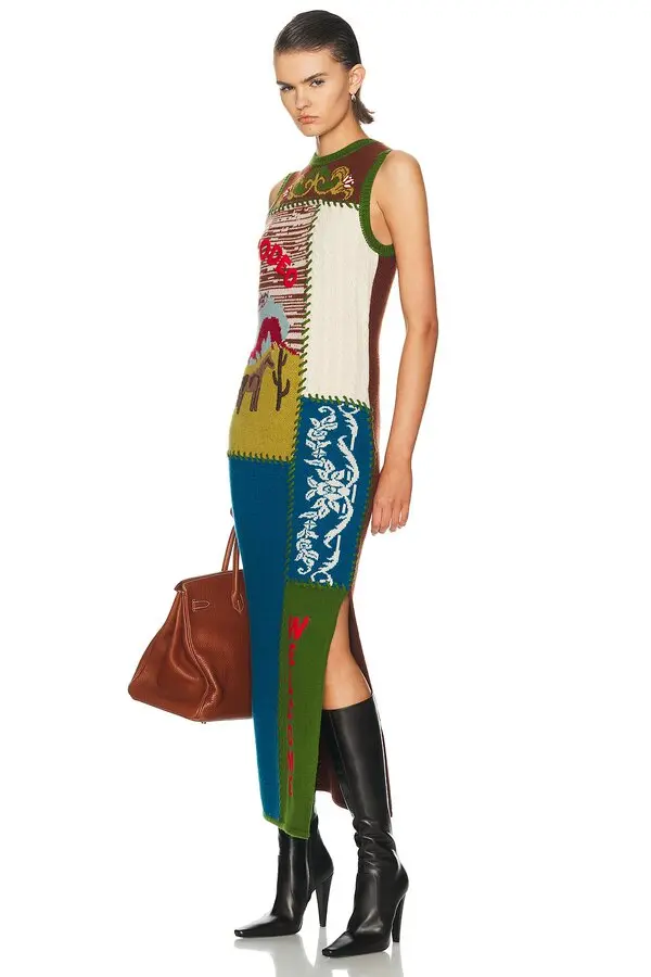 ALEMAIS Lasso Patchwork Knit Dress