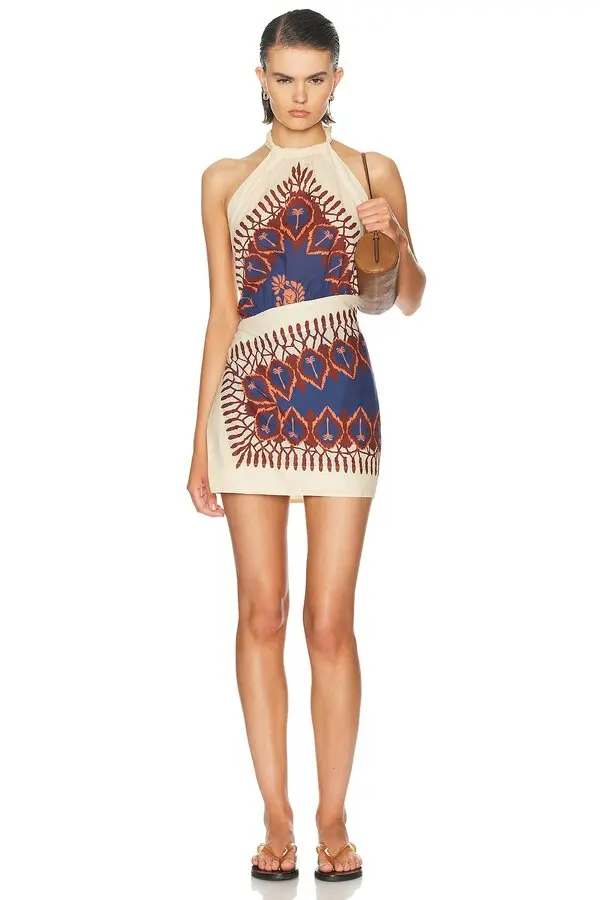 Johanna Ortiz Salt Dreamer Mini Dress - Ecru & Blue