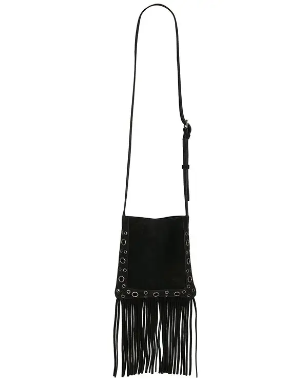 Valentino Garavani Small Suede Crossbody Bag With Studs And Fringe