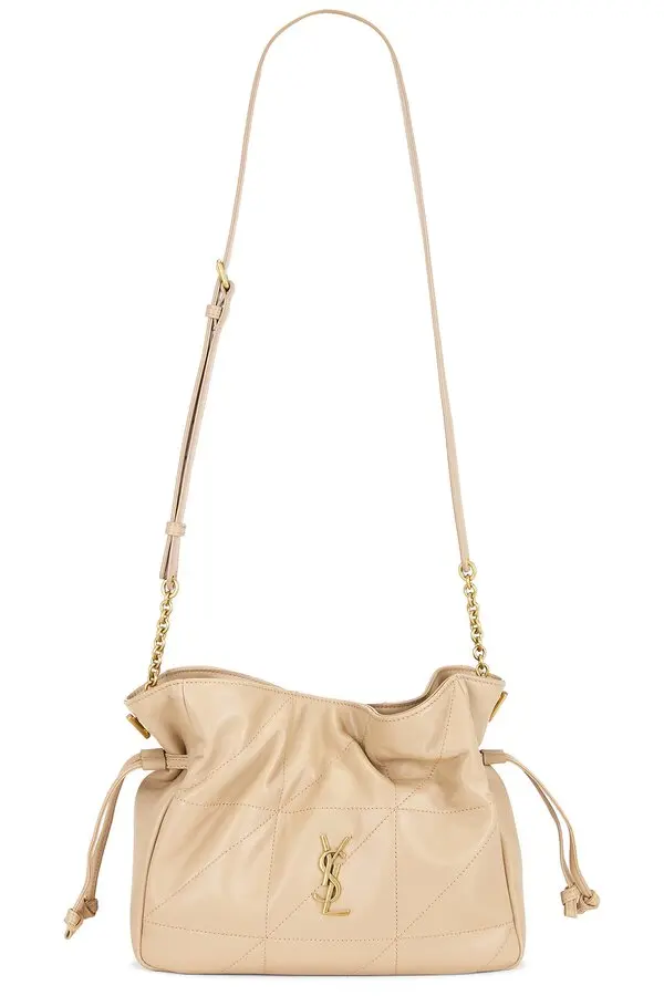 Saint Laurent Jamie Shoulder Pouch Bag In Charcoal - Clear Beige