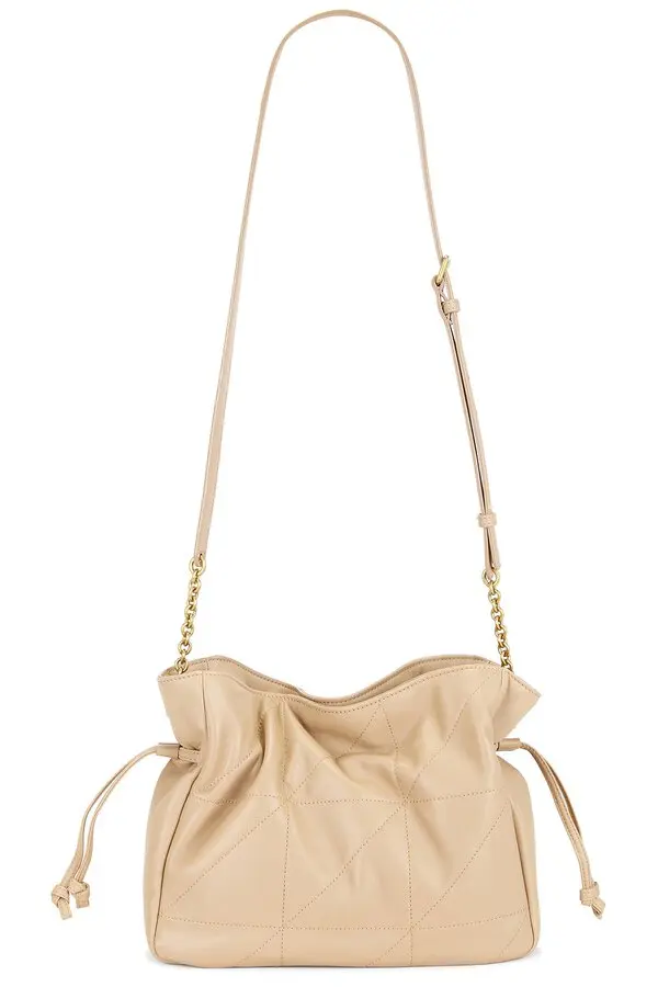 Saint Laurent Jamie Shoulder Pouch Bag In Charcoal - Clear Beige