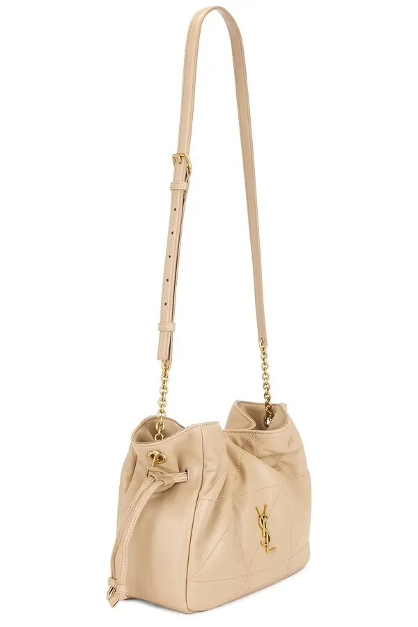 Saint Laurent Jamie Shoulder Pouch Bag In Charcoal - Clear Beige