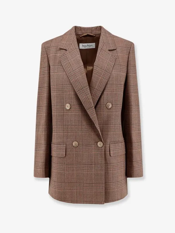 Max Mara Mxmastrale Wool Blazer With Prince Of Wales Pattern - Brown