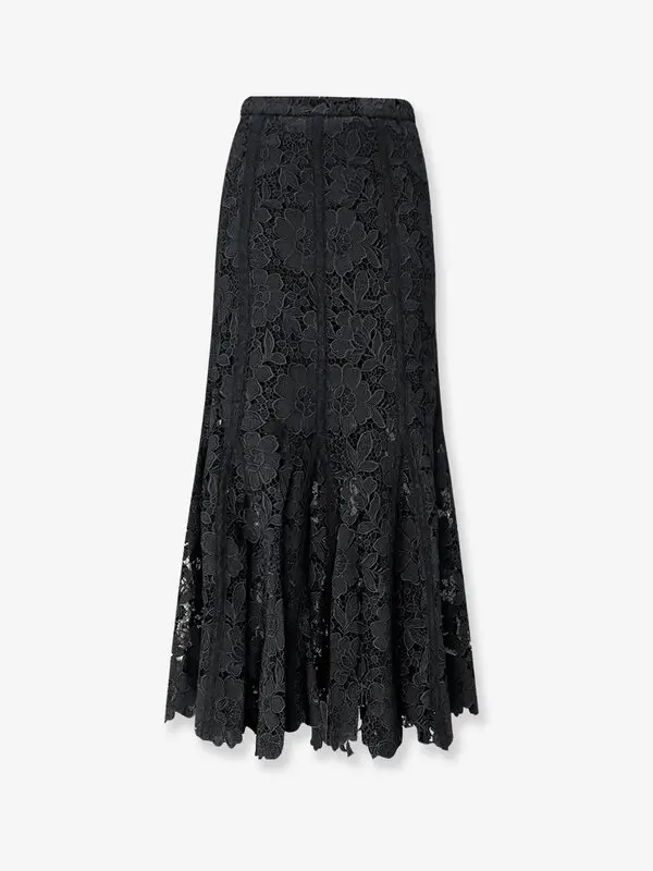 SELF-PORTRAIT Lace Midi Skirt - Black