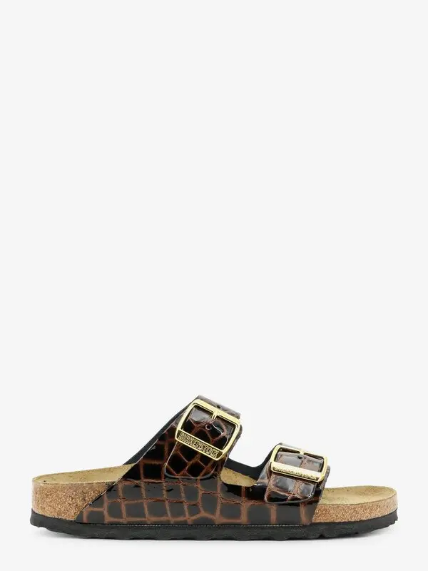 BIRKENSTOCK Arizona Leather Sandals With Crocodile Print - Brown