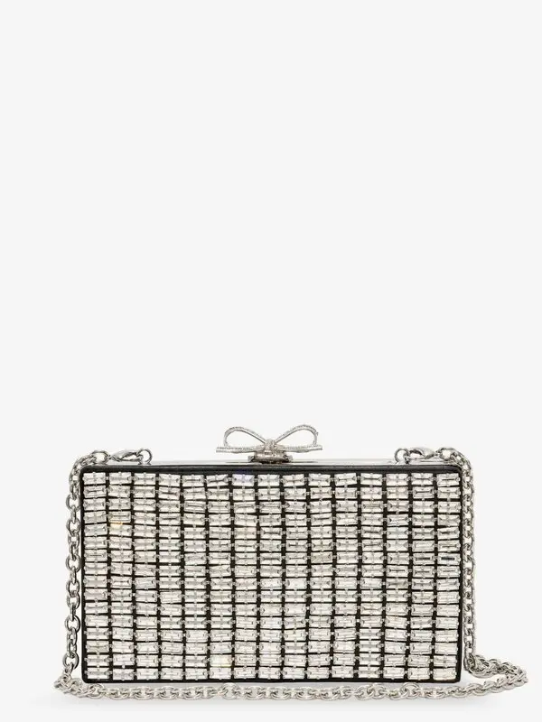 SELF-PORTRAIT Clutch Bag With Crystals - Silver
