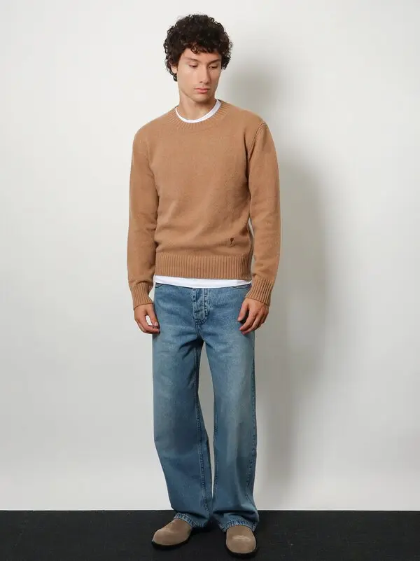 AMI Paris Cashmere Sweater - Beige