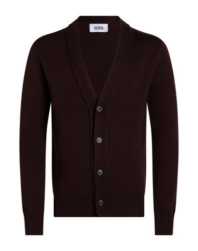 Alpha Studio Cardigan Midnight Size Merino Wool - Brown