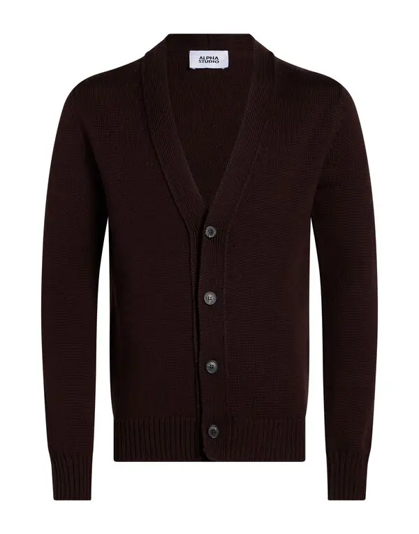 Alpha Studio Cardigan Midnight Size Merino Wool - Brown