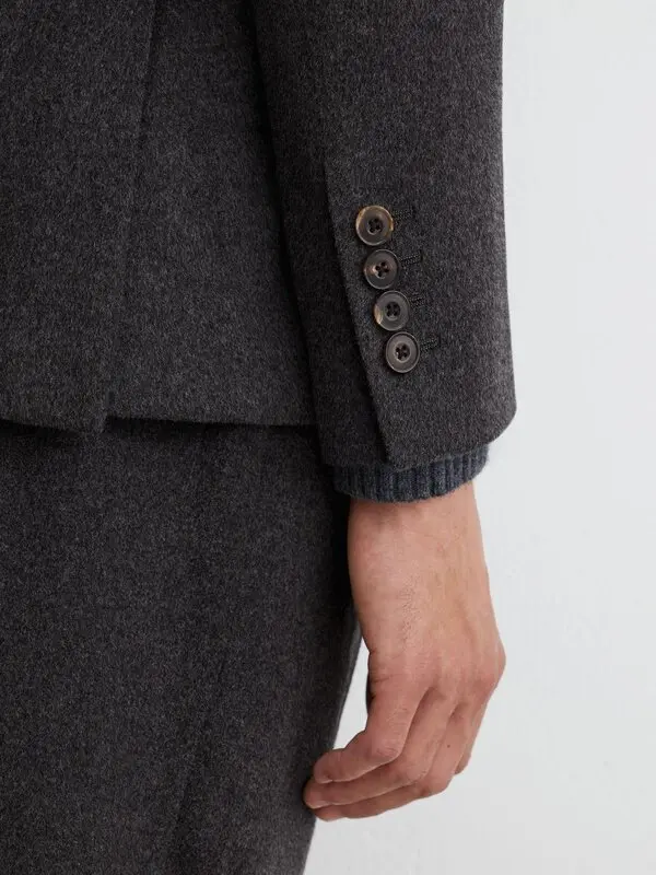 REISS Db Collin Db Classic Fit Wool-blend Flannel Double-breasted Blazer Classic-fit - Charcoal Grey