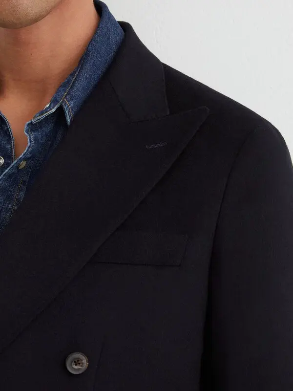 REISS Collin Classic Fit Wool-blend Flannel Double-breasted Blazer