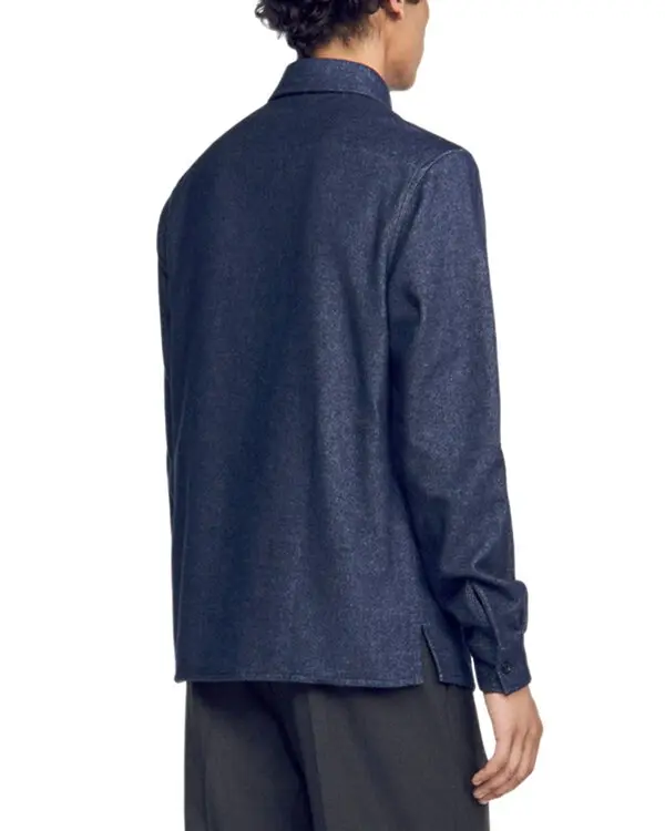 Sandro Cotton Flannel Pocket Shirt - Blue