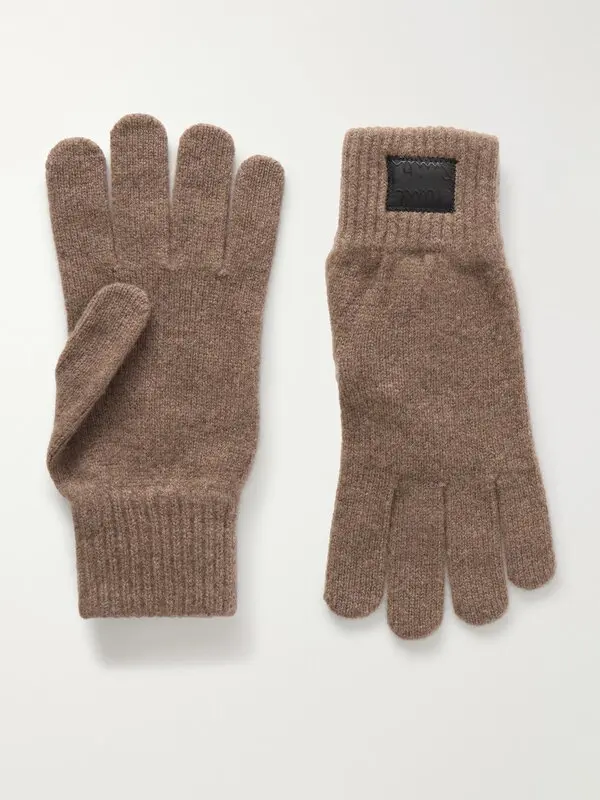 Paul Smith Cashmere And Merino Wool-blend Gloves - Brown