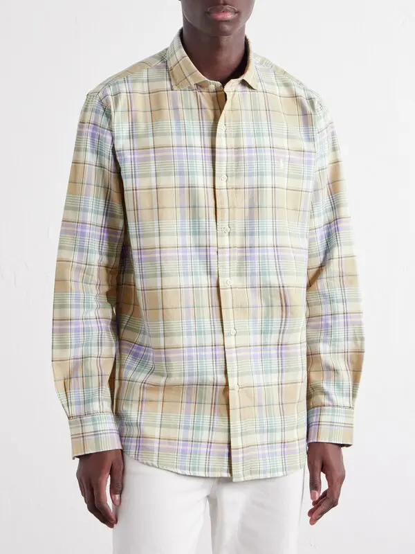 Polo Ralph Lauren Logo-embroidered Checked Cotton-oxford Shirt - Neutrals