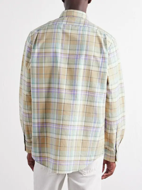 Polo Ralph Lauren Logo-embroidered Checked Cotton-oxford Shirt - Neutrals