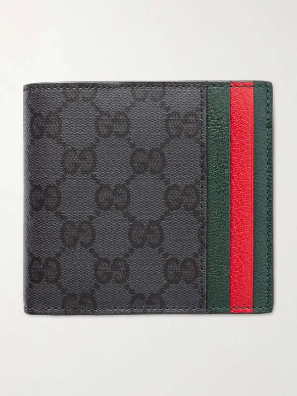 Gucci Web-trimmed Gg Supreme Coated-canvas Billfold Wallet - Black