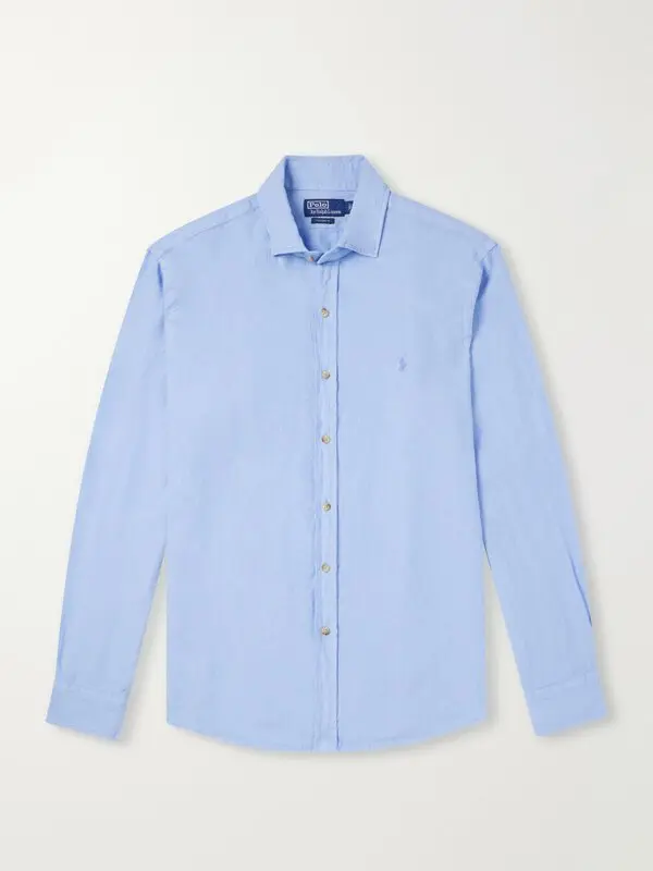 Polo Ralph Lauren Logo-embroidered Linen Shirt - Blue