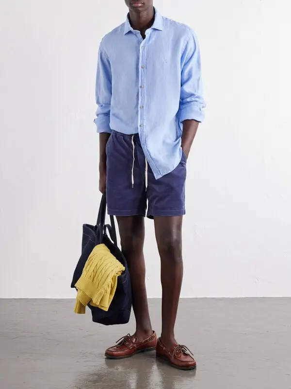 Polo Ralph Lauren Logo-embroidered Linen Shirt - Blue